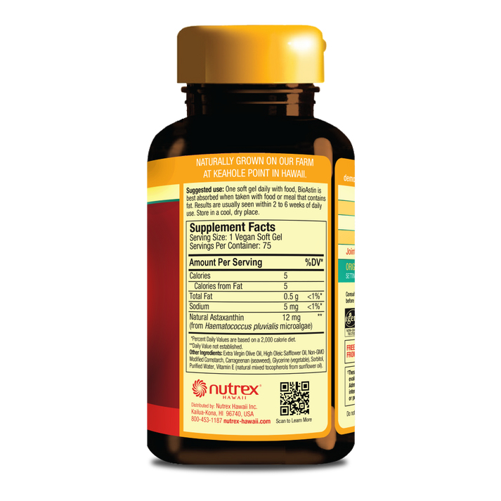 BioAstin Hawaiian Astaxanthin VEGAN - 12mg 75ct – Nutrex Hawaii